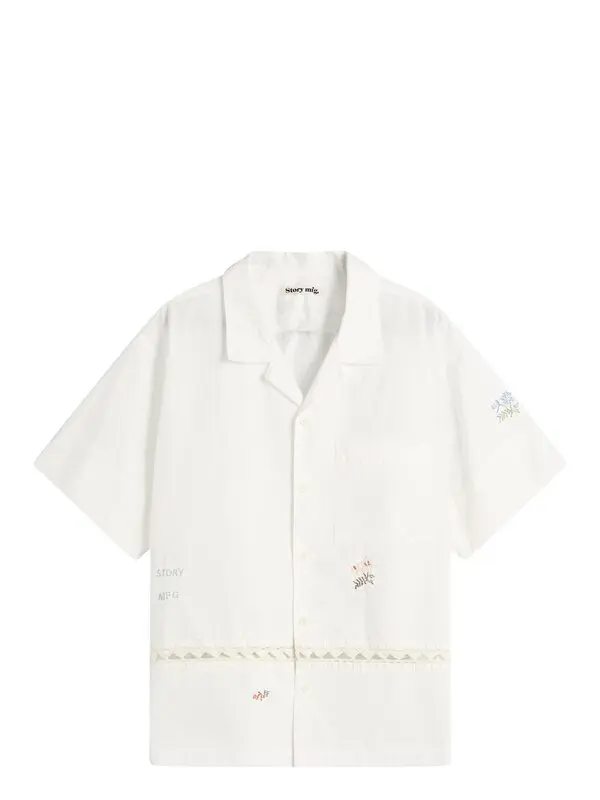 STORY MFG. Greetings Hand Embroidered Shirt - White