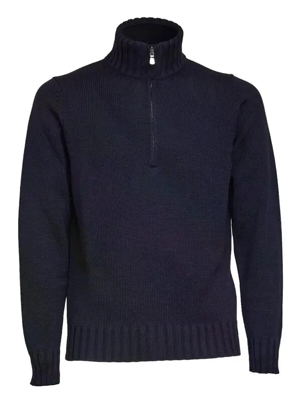 FILIPPO DE LAURENTIIS Half-zip Wool Sweater - Blue