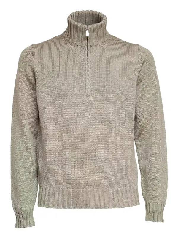 FILIPPO DE LAURENTIIS Half-zip Wool Sweater - Neutrals