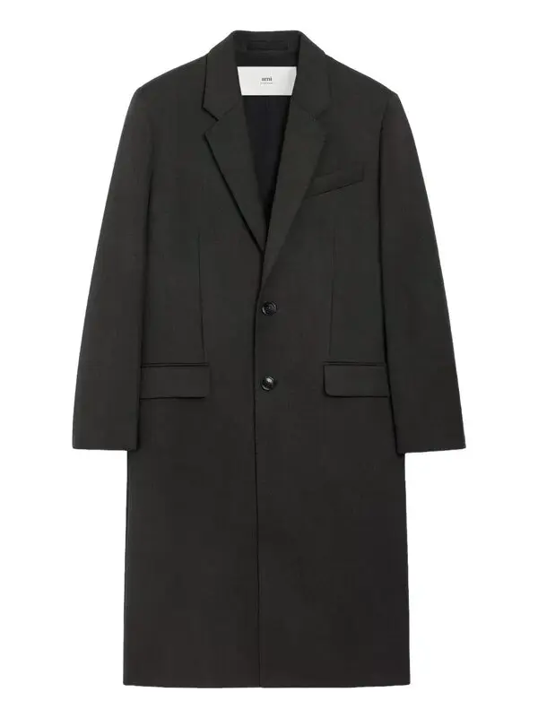 Ami Single-breasted Wool Coat - Black