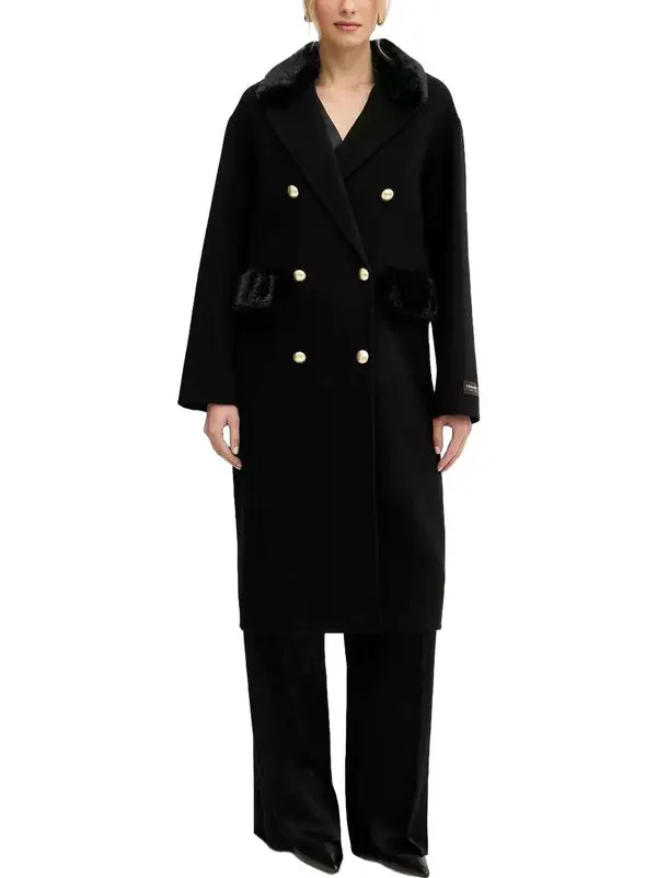 ERMANNO FIRENZE Double-breasted Buttoned Coat - Black