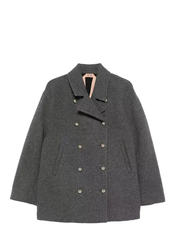 N°21 Caban Double-breasted Coat - Grey
