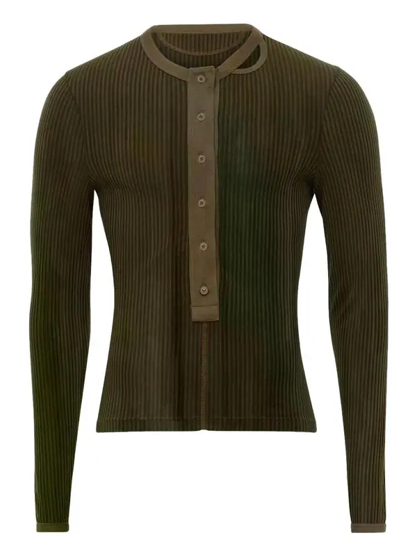 LGN LOUIS GABRIEL NOUCHI Buttoned Long-sleeved T-shirt - Green