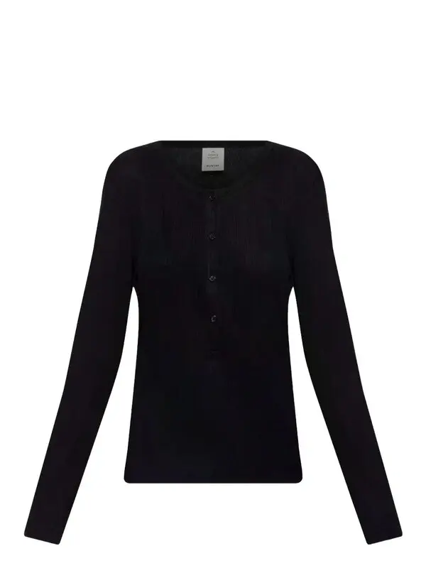 Munthe Fine-ribbed Polo Top - Black