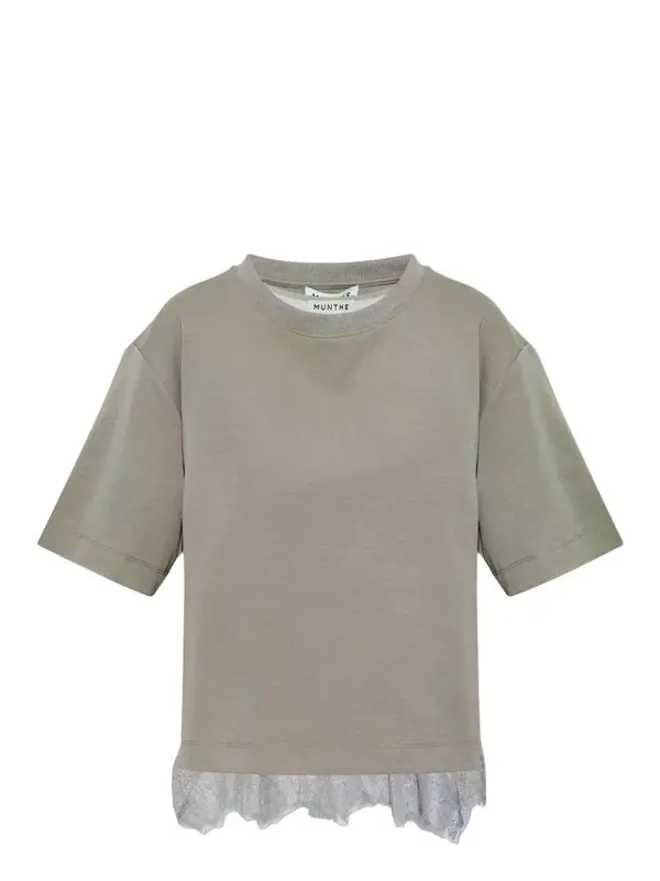 Munthe Lace Trim T-shirt - Grey