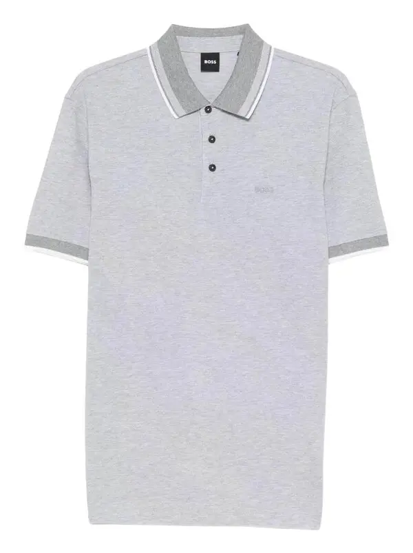 BOSS Buttoned Trim Polo Shirt - Grey