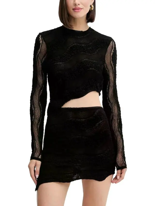 Charo Ruiz Ibiza Cut-out Lace T-shirt - Black