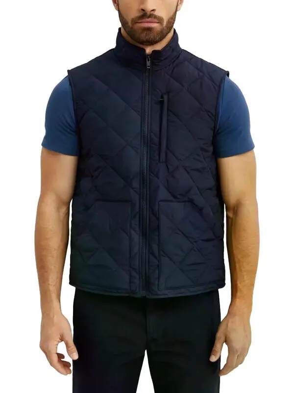 FAY Quilted Zip-up Vest - Blue