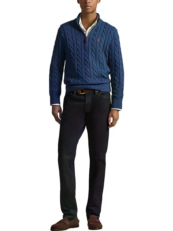 Polo Ralph Lauren Cable-knit Quarter-zip Sweater - Blue