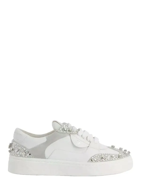 GIUSEPPE ZANOTTI Beaded And Rhinestone Sneakers - White