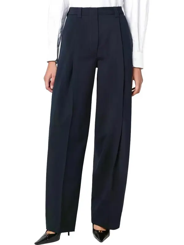 THELATEST Pleated Wide Leg Trousers - Blue
