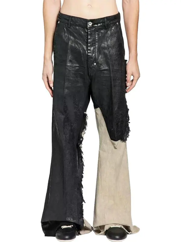 Rick Owens Treated Frayed Trousers - Black