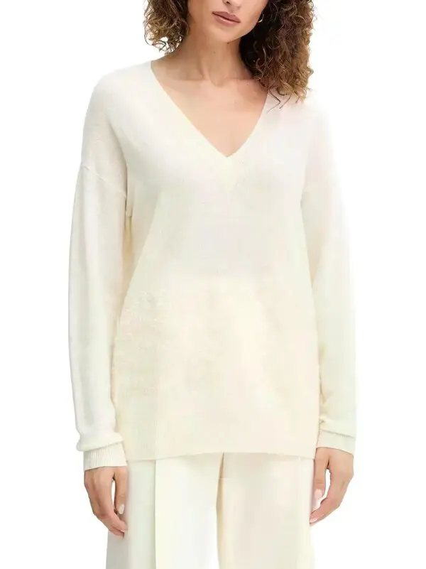 ERMANNO FIRENZE V-neck Longsleeve Sweater - Neutrals