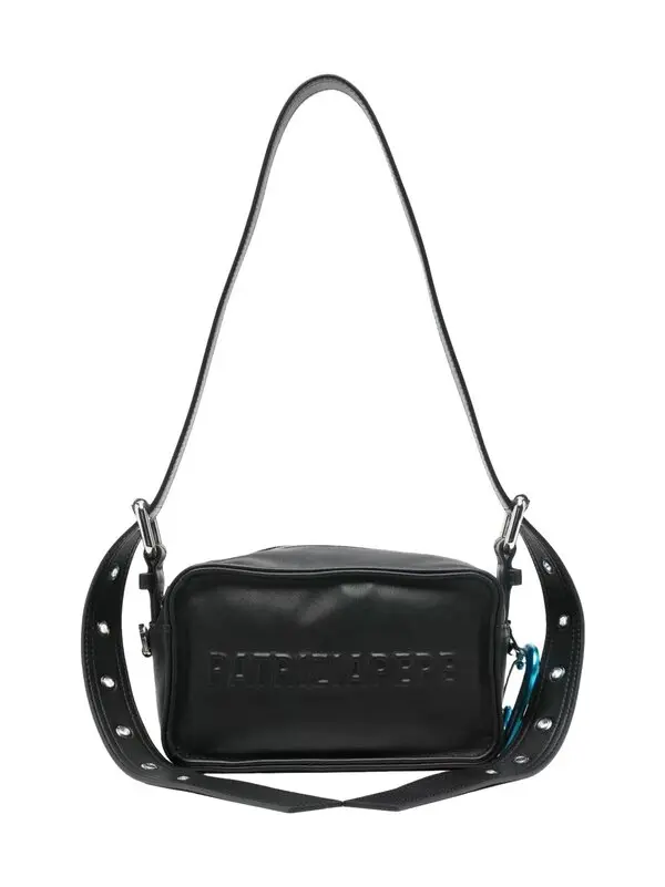 Patrizia Pepe Embossed Logo Shoulder Bag - Black