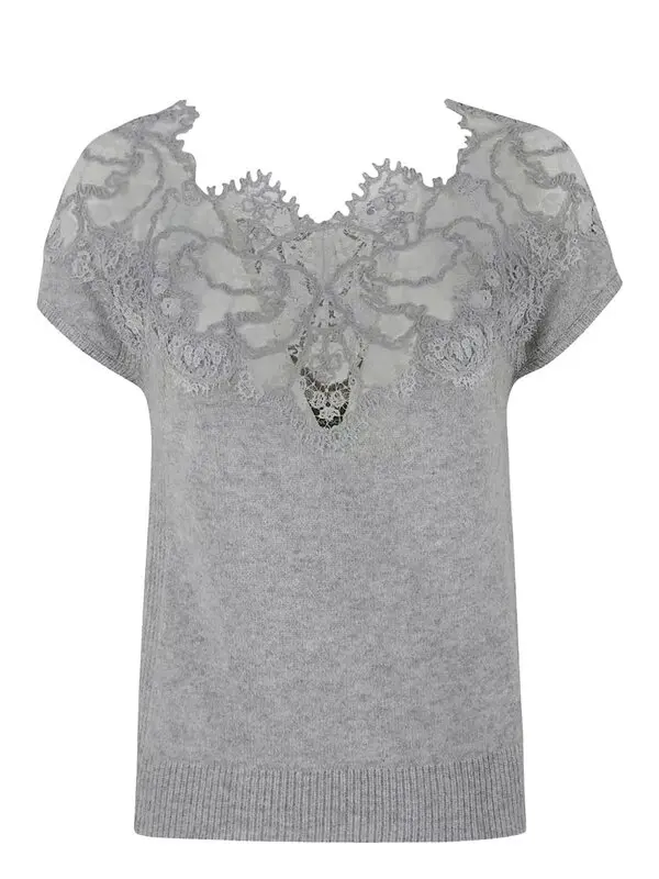 Ermanno Scervino Lace Knitted Top - Grey