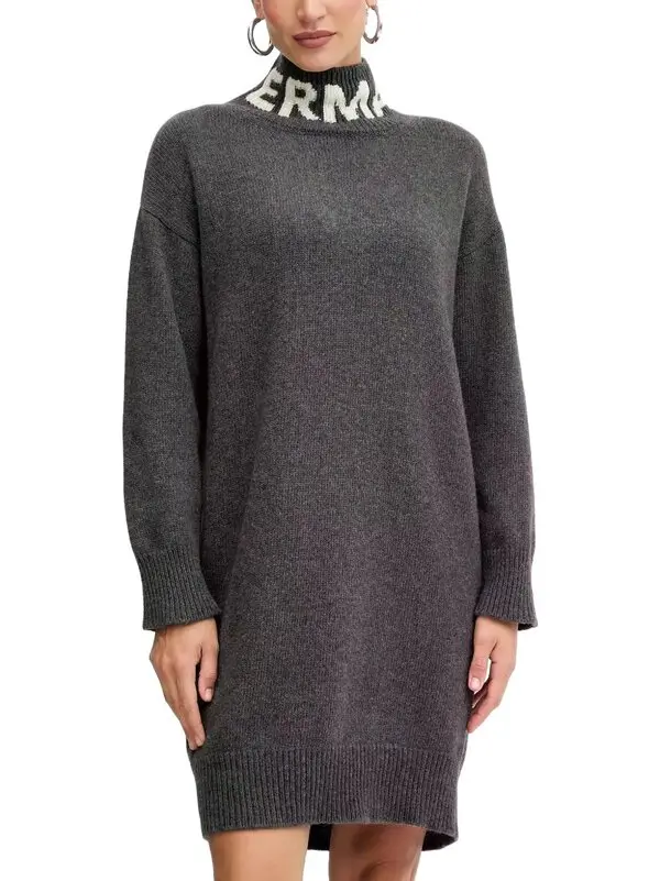ERMANNO FIRENZE Turtleneck Knitted Mini Dress - Grey