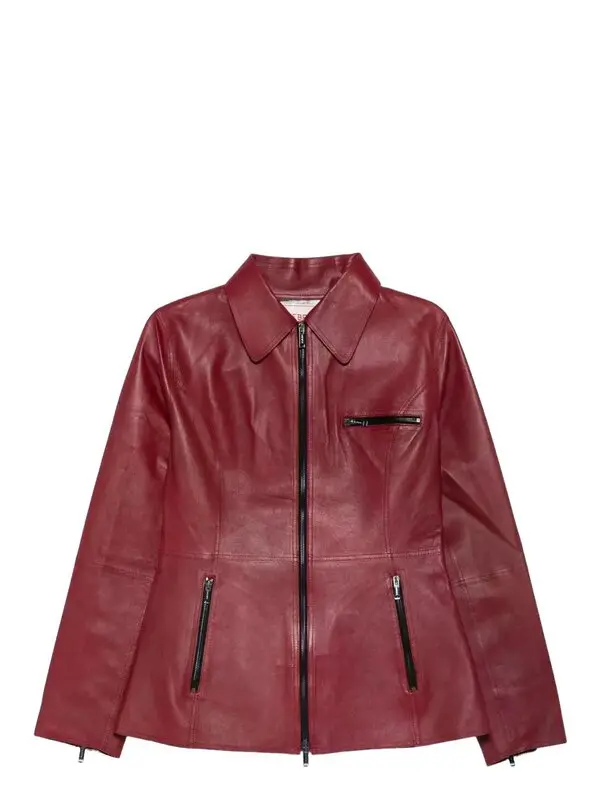 Iceberg Leather Zip Jacket - Red