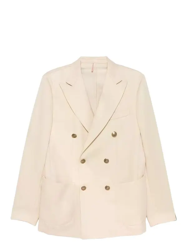 SANTANIELLO Double-breasted Jacket With Pockets - Neutrals
