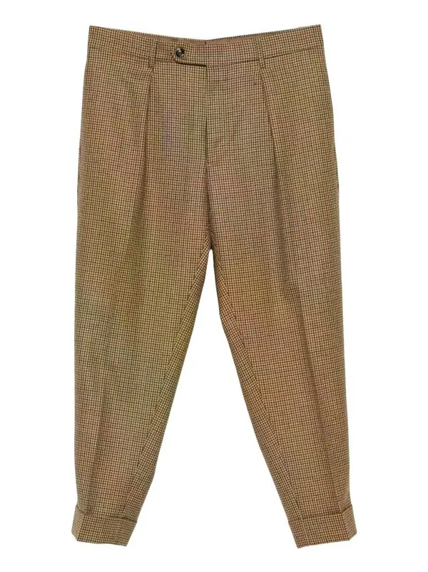 BERWICH Chiaia Pleated Houndstooth Trousers - Brown