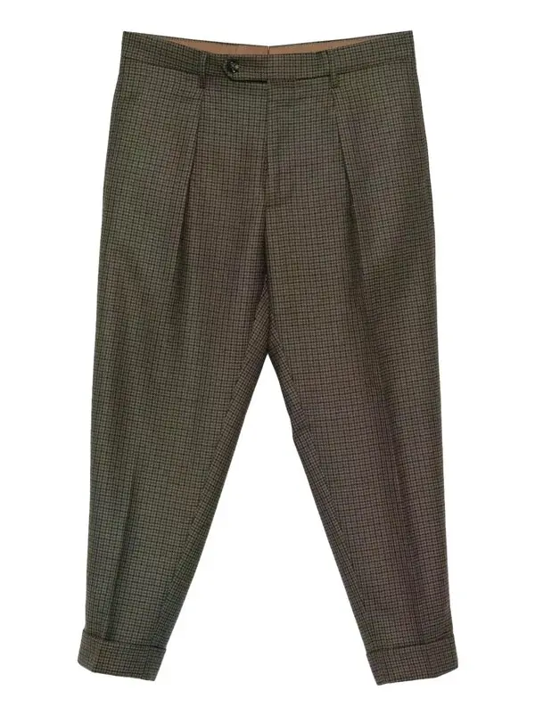 BERWICH Chiaia Pleated Houndstooth Trousers - Green
