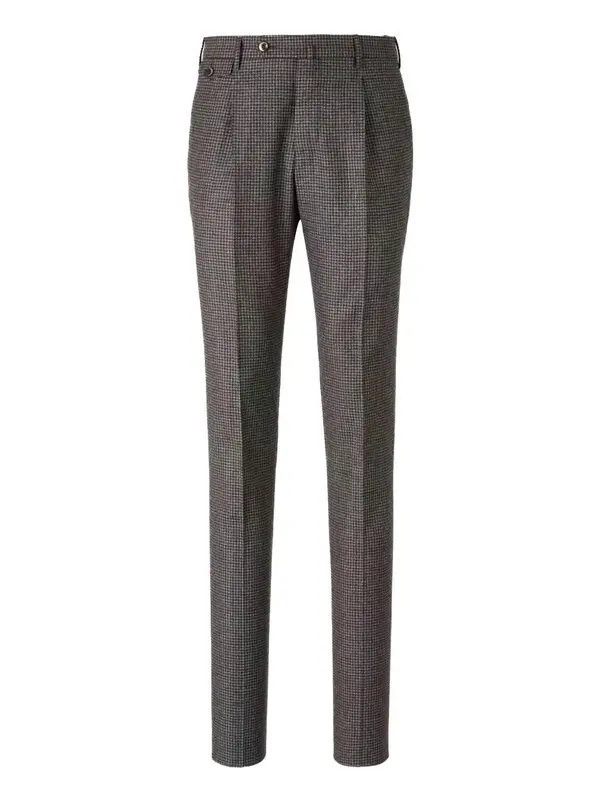 PT TORINO Pleated-front Houndstooth Trousers - Grey