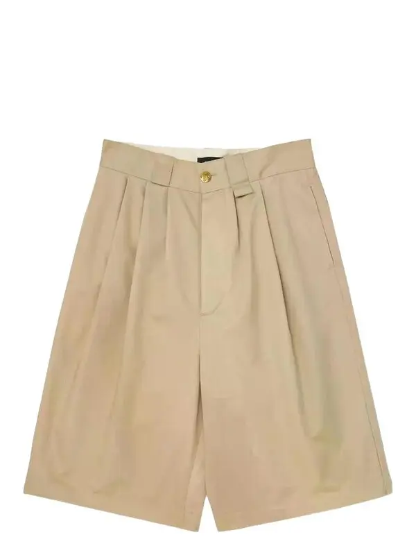 WILLY CHAVARRIA Pleated Logo-patch Shorts - Neutrals