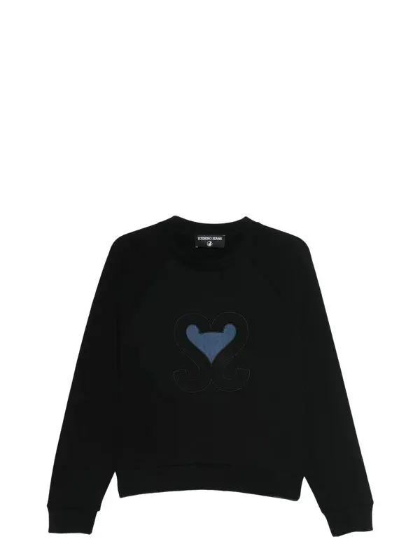 Iceberg Heart-embroidered Sweatshirt - Black