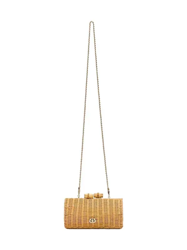 ISLA Rattan Clutch With Chain Strap - Neutrals
