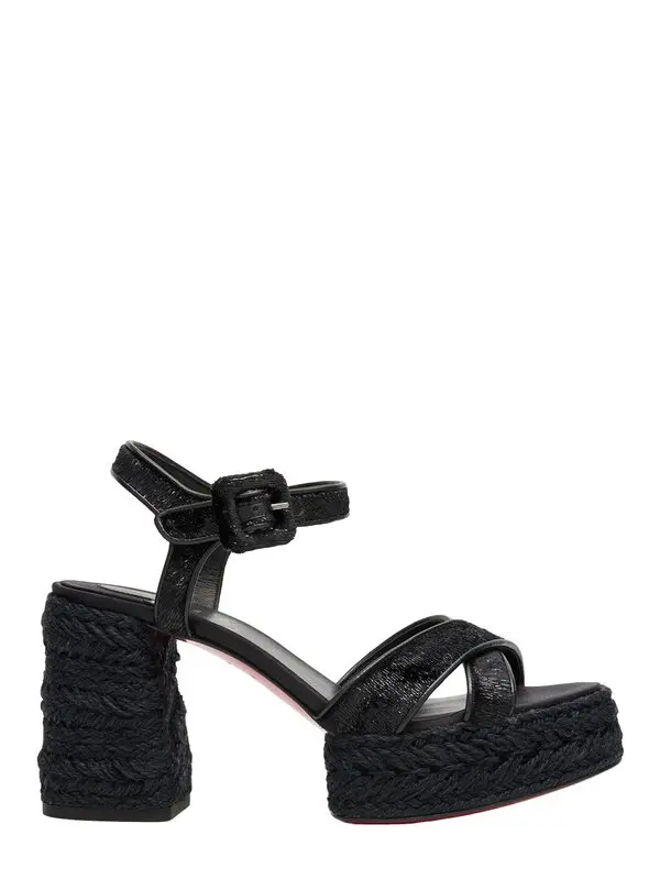 CHRISTIAN LOUBOUTIN 85mm Calakala Platform Espadrille Sandals - Black
