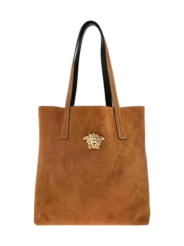 Versace La Medusa Suede Tote - Brown