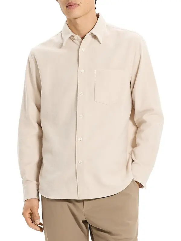 Theory Weekend Short Sleeve Shirt In Spun Flannel - Alabaster Multi
