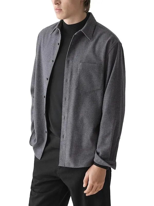 Theory Weekend Short Sleeve Shirt In Spun Flannel - Charcoal Multi