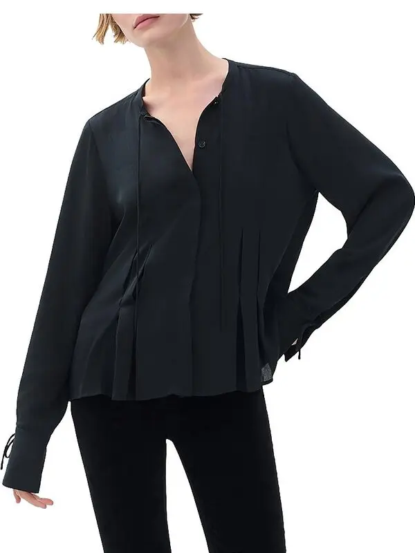 Rag & Bone Arden Pleated Blouse - Black