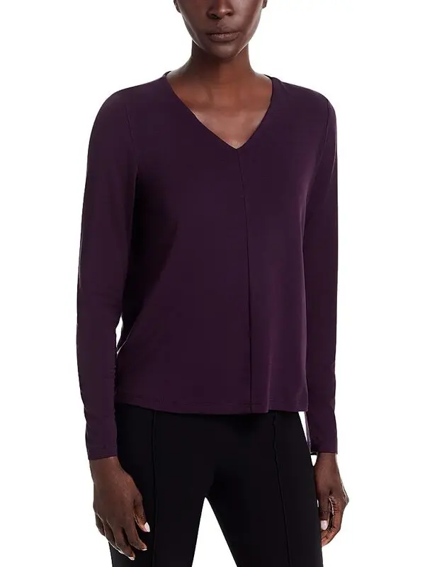 Eileen Fisher Fine Stretch Jersey Knit V-neck Top - Violet