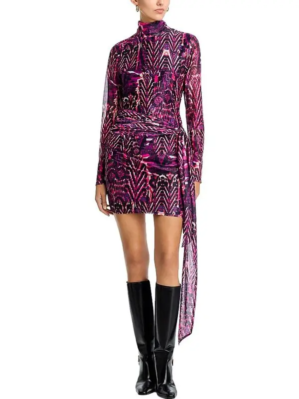 AREA STARS Dara Sash Waist Dress - Abstract Print
