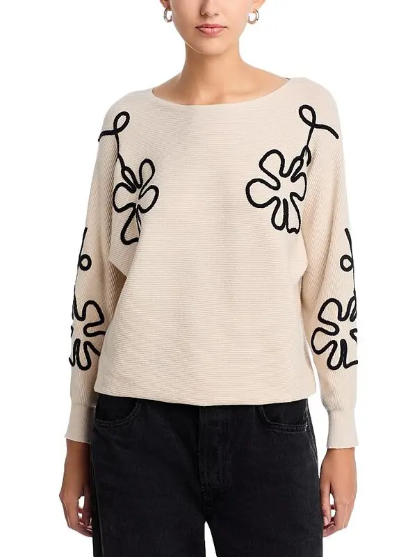 SIONI Crewneck Soutache Sweater - Winter White