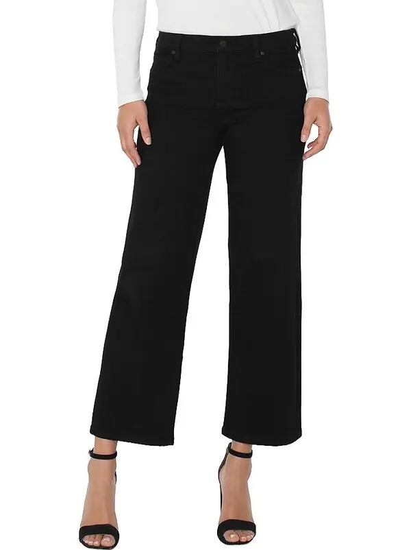 LIVERPOOL Stride High-rise Cropped Wide-leg Jeans - Black Rinse