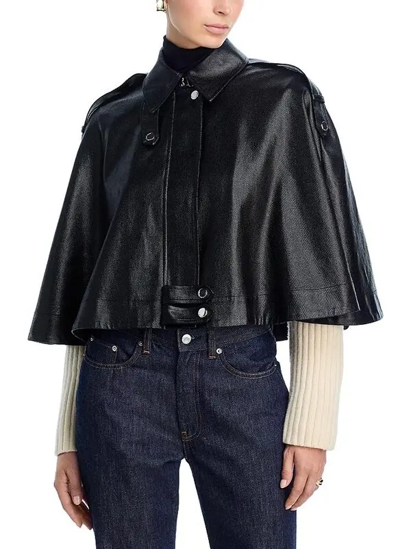 Derek Lam 10 Crosby Beatrix Coated Cape Jacket - Black