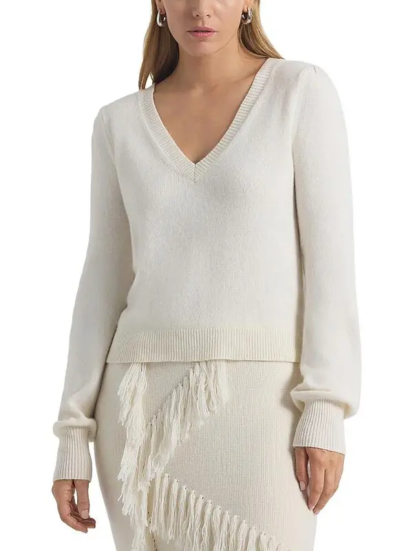Derek Lam 10 Crosby Penina Superfine Wool Cashmere Sweater - Snow White