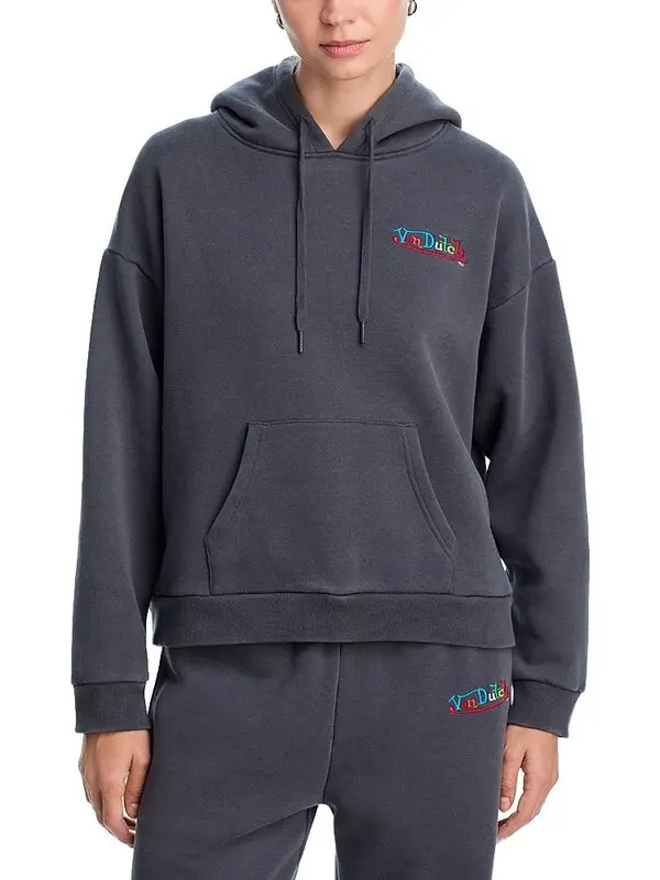 Vintage Havana Washed Fleece Embroidered Hoodie - Black