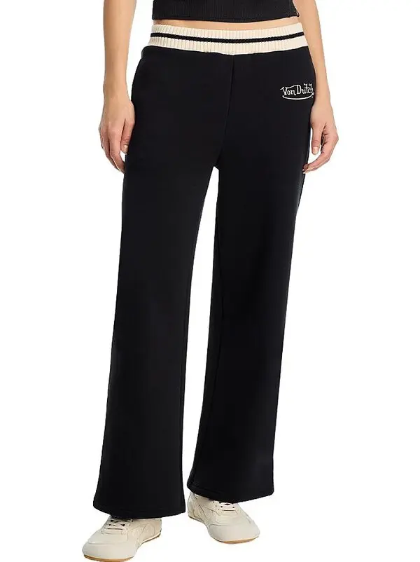 Vintage Havana Comfort Fleece Wide-leg Pants - Black/ivory