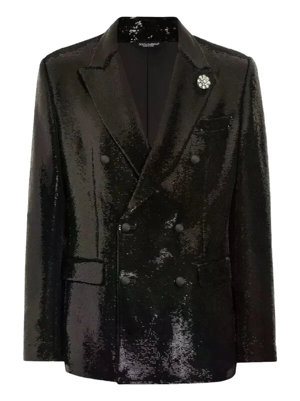 Dolce & Gabbana Sequin-embellished Double-breasted Blazer - Black