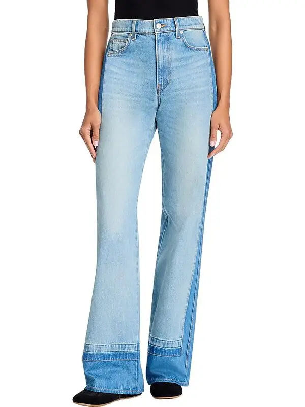 Veronica Beard Taylor High-rise Wide-leg Jeans - Cloudly Colorblock