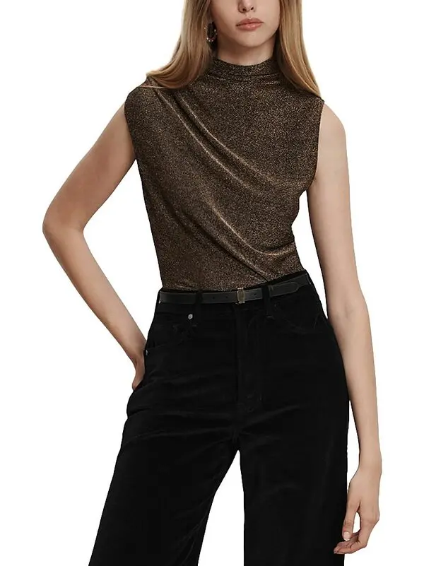 Veronica Beard Mylie Sleeveless Top - Gold