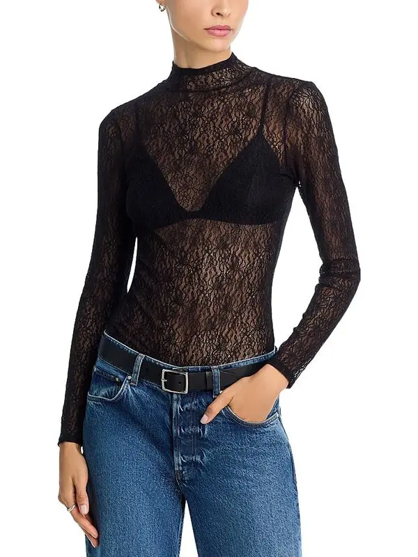 Veronica Beard Nate Lace Bodysuit - Black