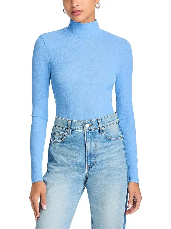 Veronica Beard Wyeth Long Sleeve Turtleneck Tee - Blue Jasper