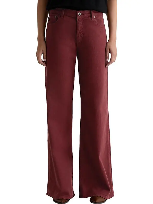 Ag Saige Mid Rise Wide Leg Jeans - Cranberry