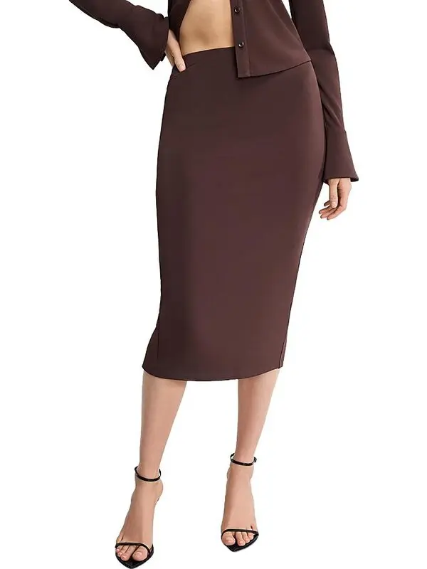 Good American Matte Jersey Midi Pencil Skirt - Bark