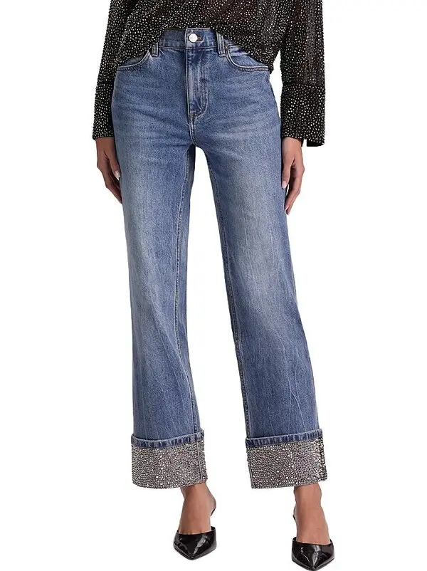 Alice + Olivia High Rise Straight Jeans - Brooklyn Blue