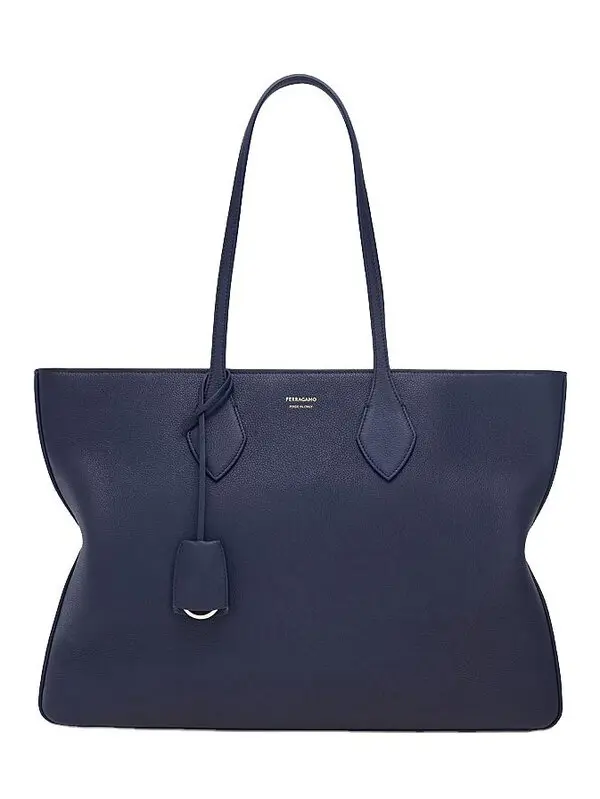FERRAGAMO Leather Tote - New Navy